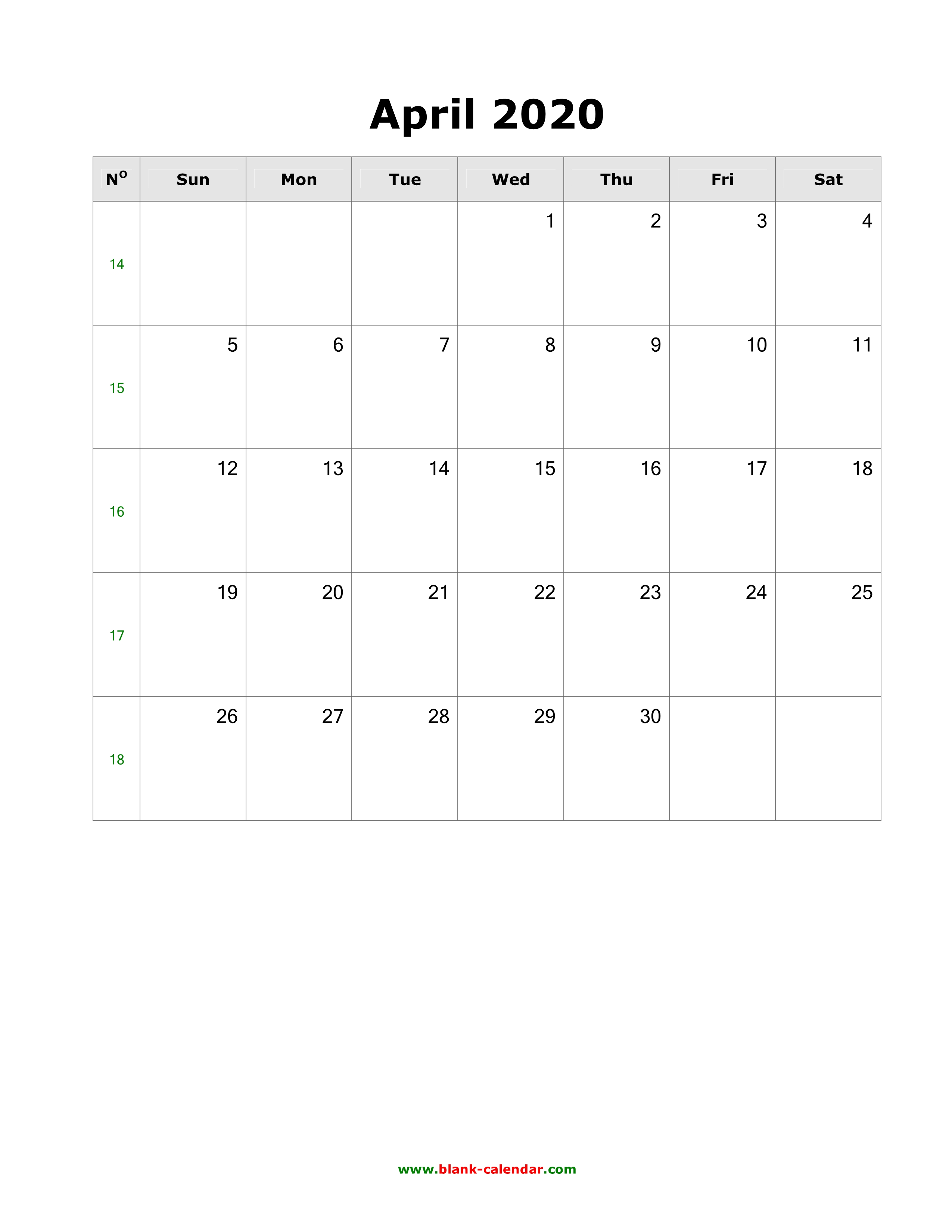 Download April 2020 Blank Calendar with US Holidays (vertical) Download April 2020 Blank Calendar with US Holidays (vertical)