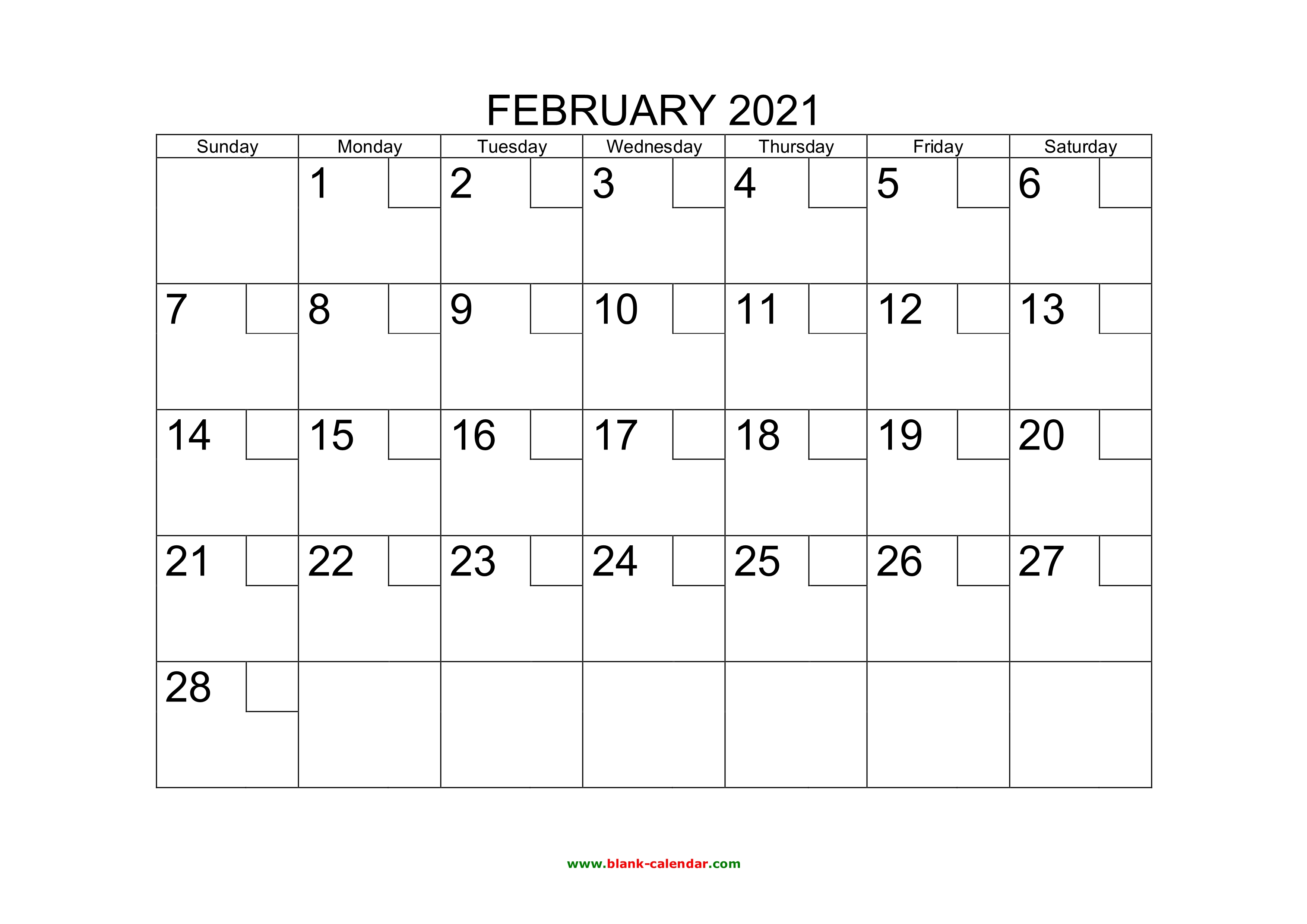 Free Download Printable February 2021 Calendar With Check Boxes Free Download Printable February 2021 Calendar With Check Boxes