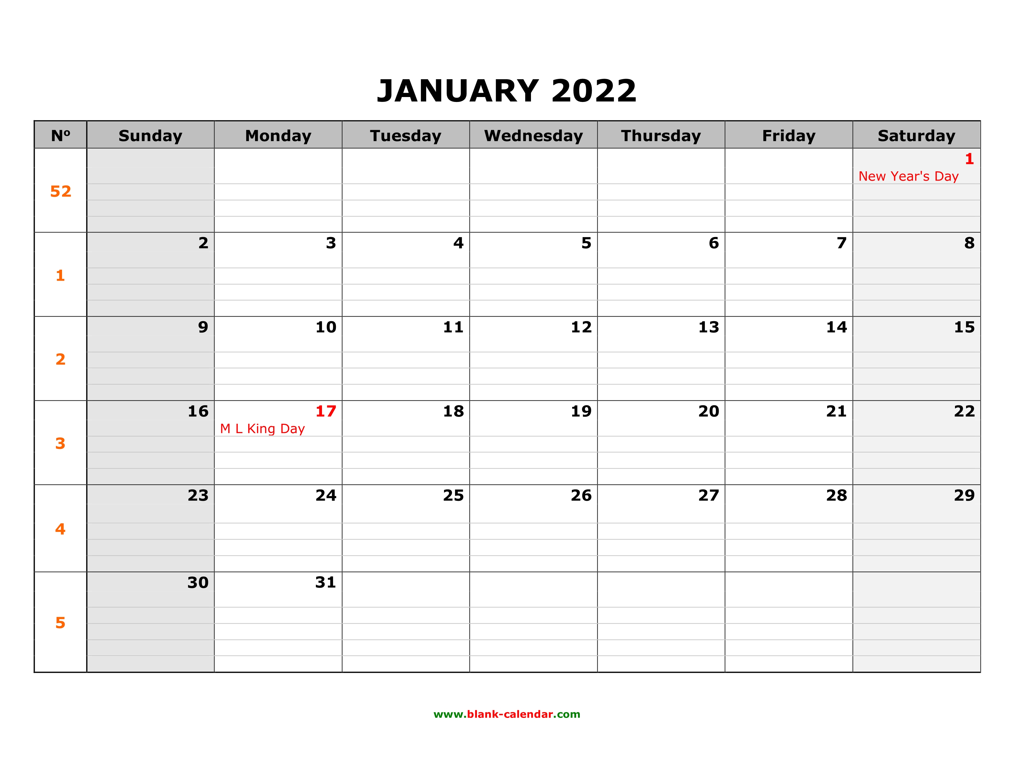 Free Download Printable January 2022 Calendar, large box grid, space ... Free Download Printable January 2022 Calendar, large box grid, space ...