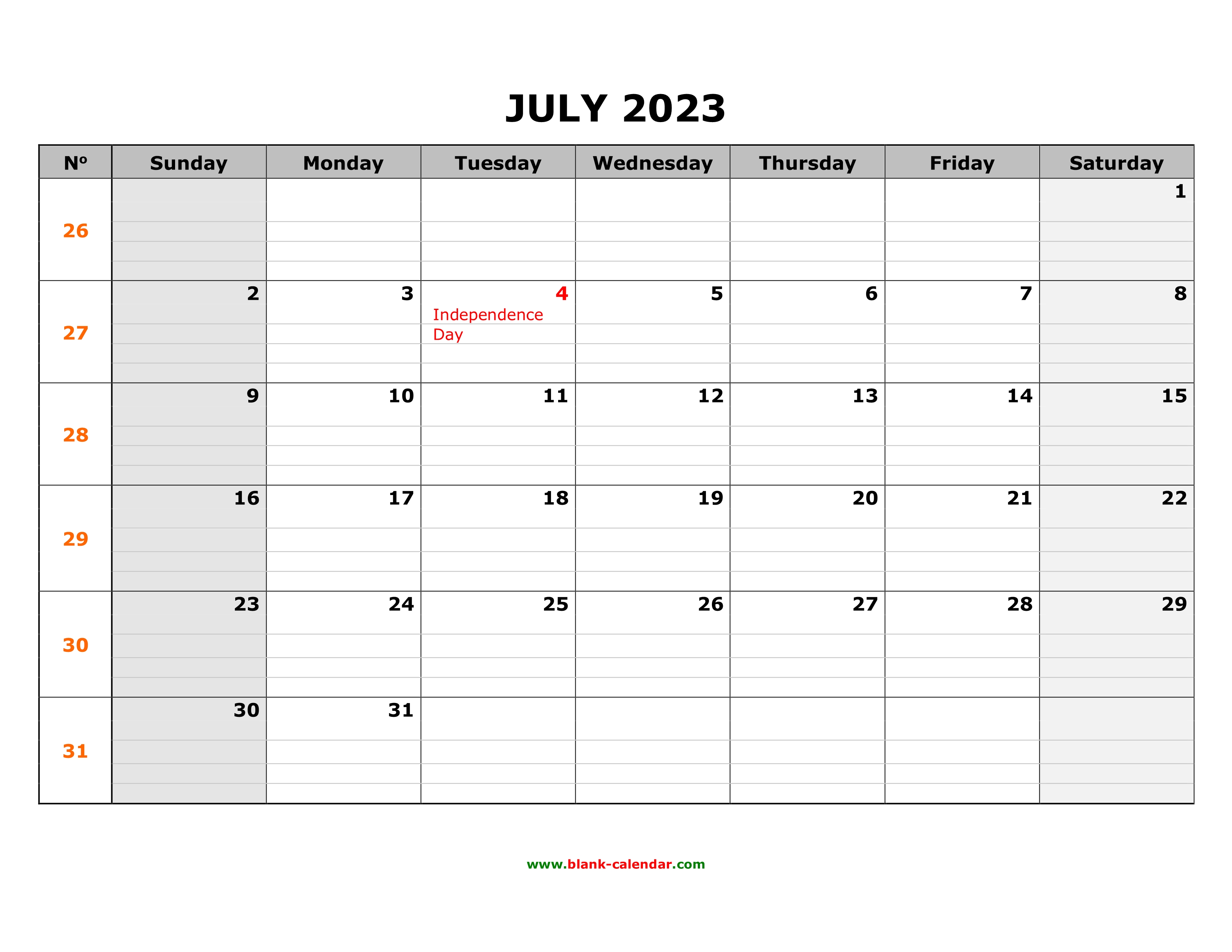 July 2023 Calendar With Extra Large Dates Wikidates Organon PELAJARAN