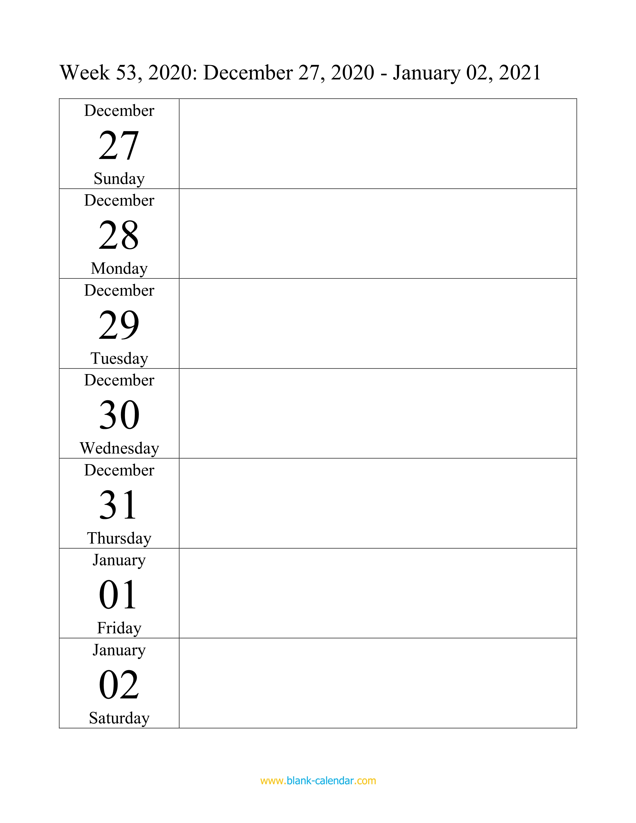 Weekly Calendar 2021 WORD EXCEL PDF 