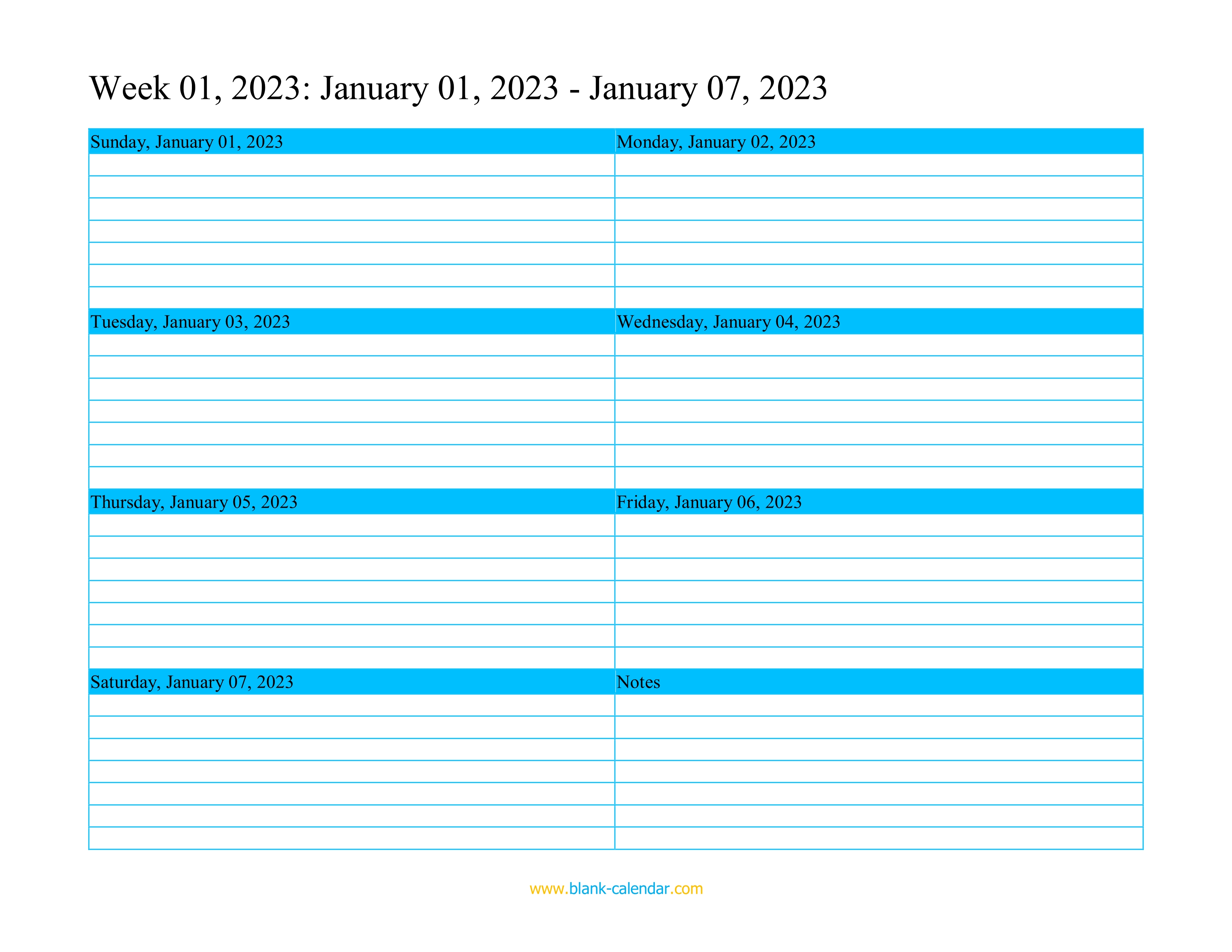 Weekly Calendar 2023 WORD EXCEL PDF Weekly Calendar 2023 WORD EXCEL PDF