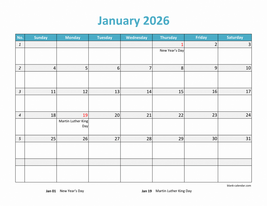 Calendar 2026 Excel Free Download