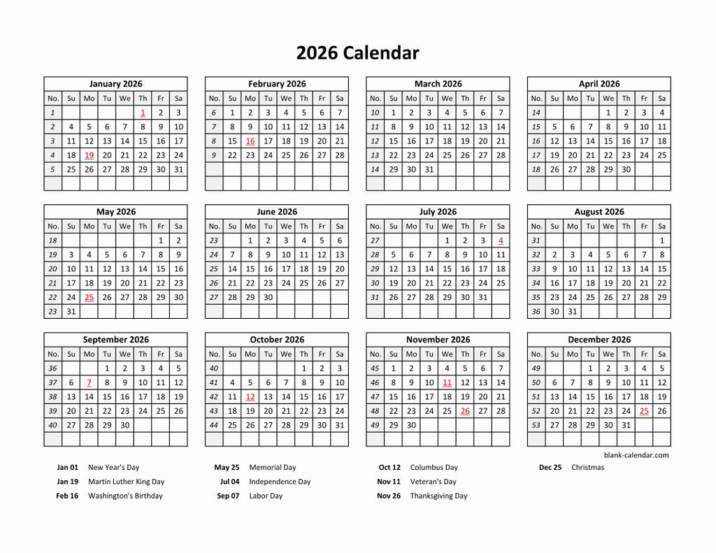 Free Printable 2026 Calendars Free Printable 2026 Calendars