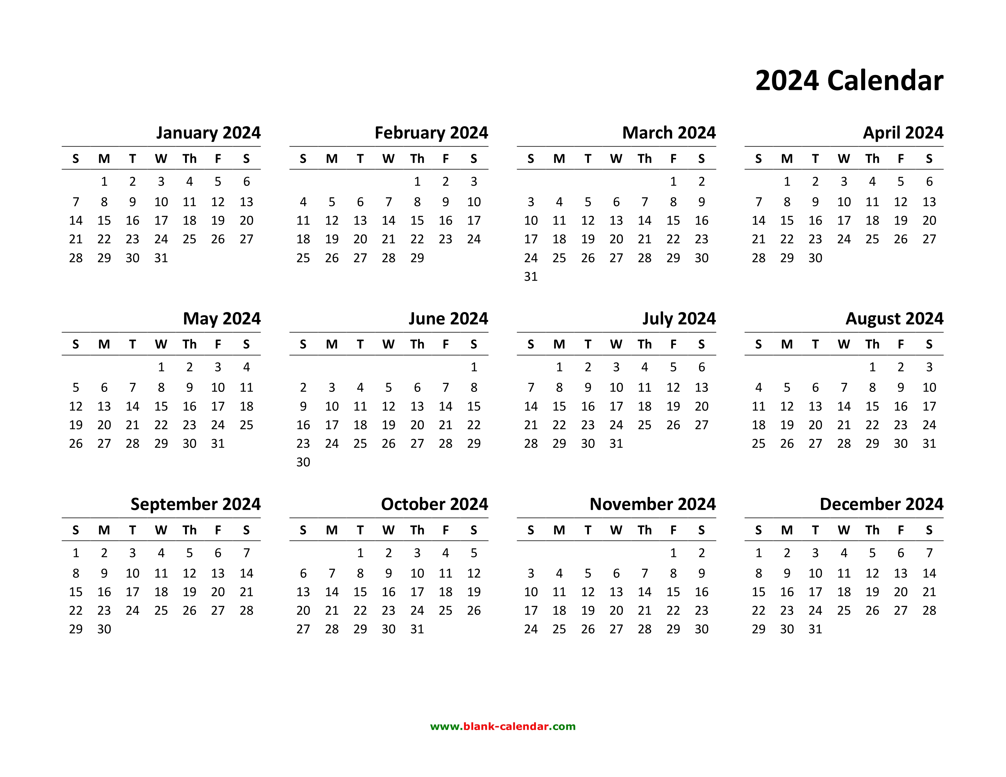 2024 Calendar Free Printable Word Templates Calendarpedia PELAJARAN